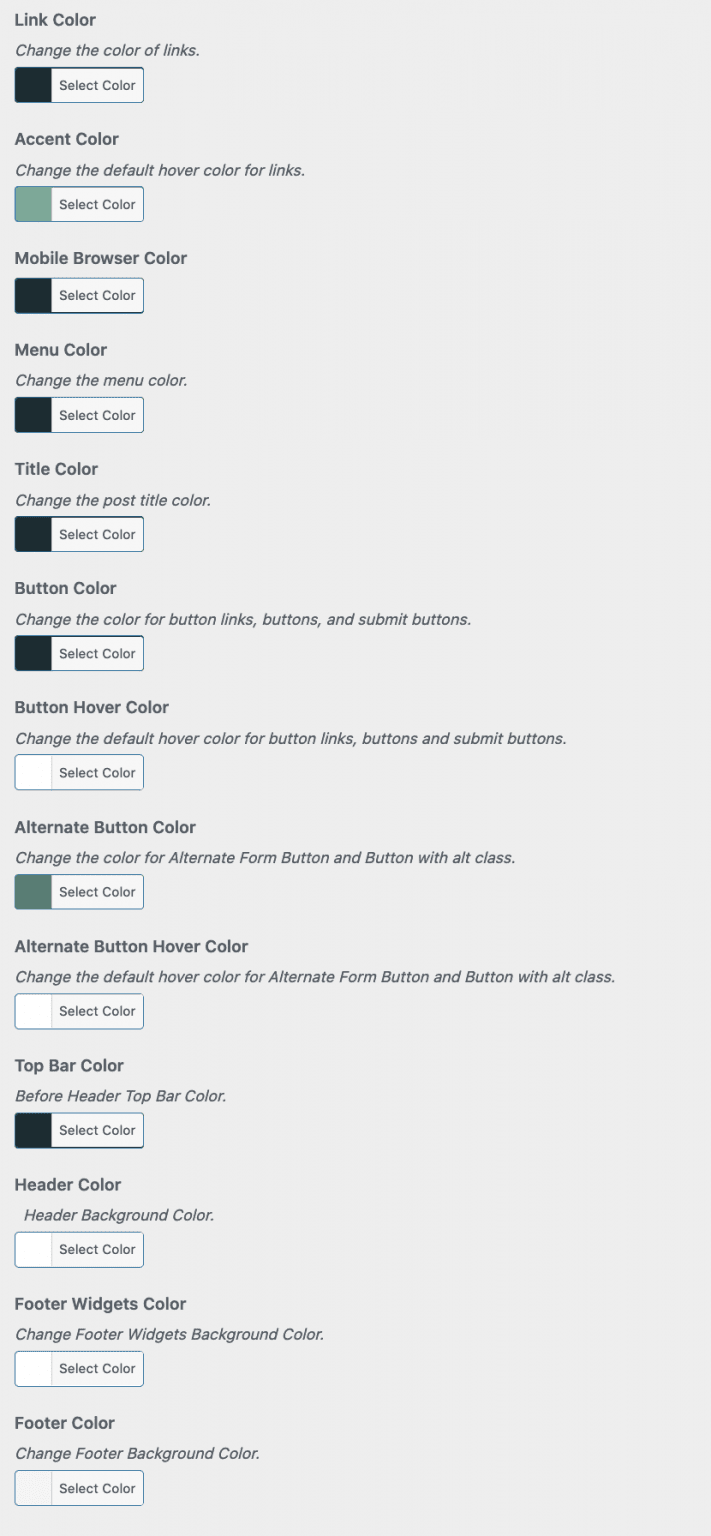 Theme Colors - Docs - Cuisine Recipe Theme, Customizer Settings