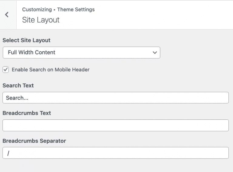 Site Layout Extra - Docs - Blogger Theme, Customizer Settings
