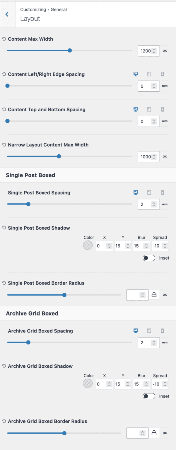General (Theme Default) settings - Docs - Coaching Plus Kadence, Customizer